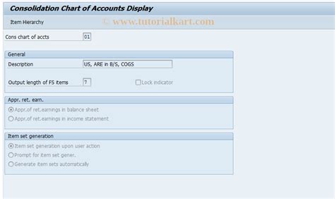 CX SAP Tcode Display Cons Charts Of Accounts