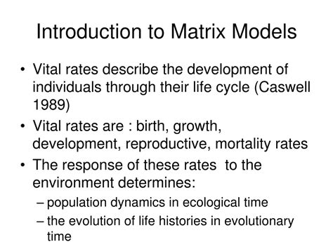 Ppt Understanding Matrix Population Models And Life Tables Powerpoint