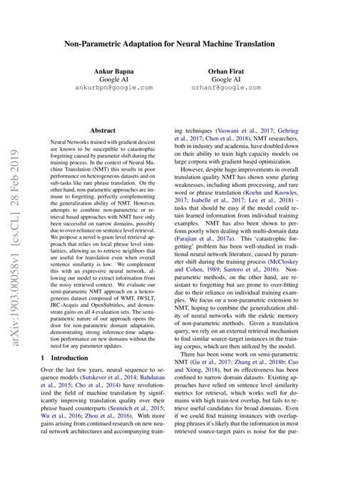 Non Parametric Adaptation For Neural Machine Translation Deepai