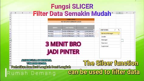 Fungsi Slicer Bisa Untuk Filter Data The Slicer Function Can Be Used To Filter Data Youtube