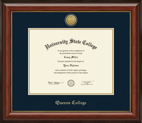 Queens College Diploma Frame Document Size 11 X 85