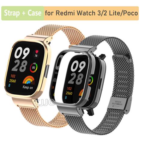 Stainless Steel Strap With Case For Redmi Watch Lite Metal Watchband Bracelet For Xiaomi Mi