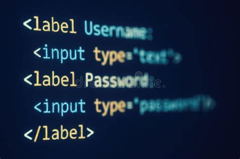 Html Login Form Code On Dark Screen Stock Illustration Illustration