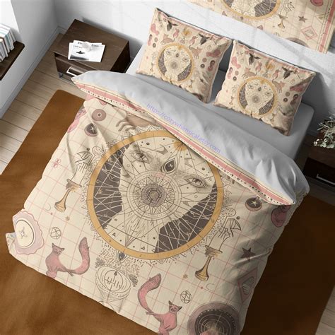 Vintage Aesthetic Celestial Bedding Set Astrology Duvet Cover Set Witchy Dorm Bedding
