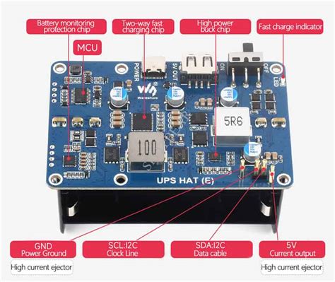 Raspberry Pi 5 Ups Hat E 4 Port For 21700 Li Battery Not Includ 5v6a