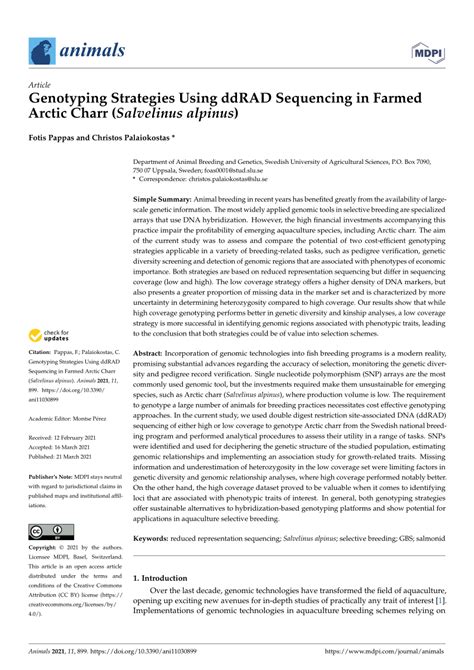Pdf Genotyping Strategies Using Ddrad Sequencing In Farmed Arctic Charr Salvelinus Alpinus