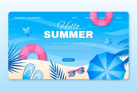 그라디언트 여름 방문 페이지 템플릿 무료 벡터