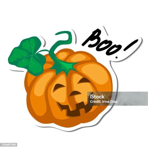 할로윈 오렌지 미소 호박과 손으로 쓴 문자 문구 부 인쇄 할 준비가 스티커 또는 티셔츠 디자인 모든 성도의 날 상징의 이브 흰색으로 격리된 스톡 벡터 일러스트레이션입니다 0