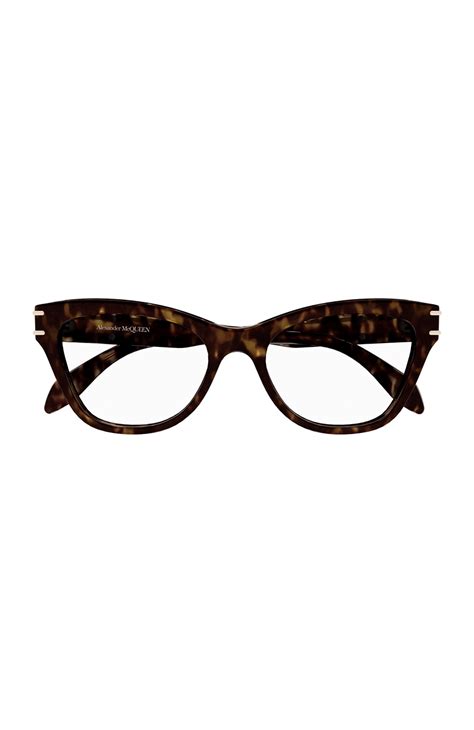 Alexander Mcqueen Women Cat Eye Havana Optical Frame