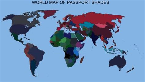 World Map Of Passport Colors Using Actual Shades