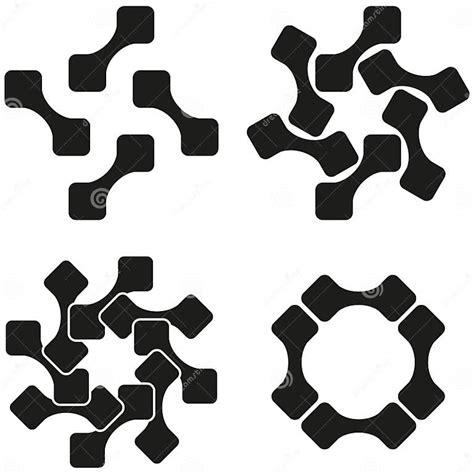 Modular Design Icons Geometric Abstract Shapes Circular Connection