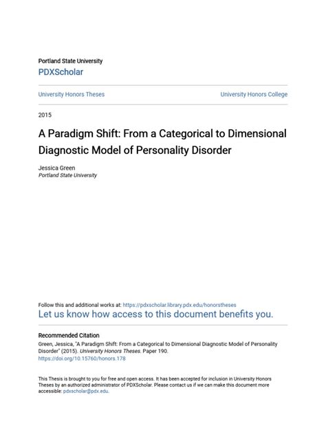 A Paradigm Shift From A Categorical To Dimensional Diagnostic Mo