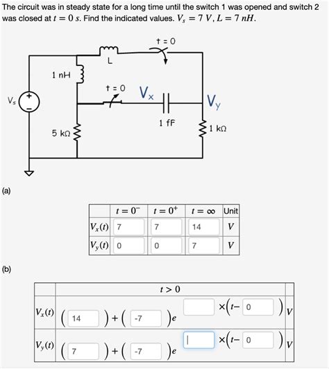 Solved The Circuit Was In Steady State For A Long Time Until Chegg Com