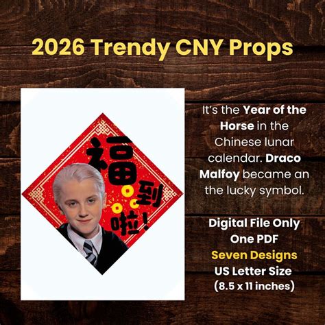 Draco Malfoy Lunar New Year 2026 Set Of 7 Mascot Printable Cny Props