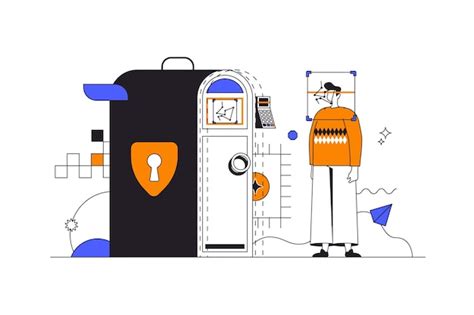 Premium Vector Biometric Control Web Concept In Flat Outline Design With Character