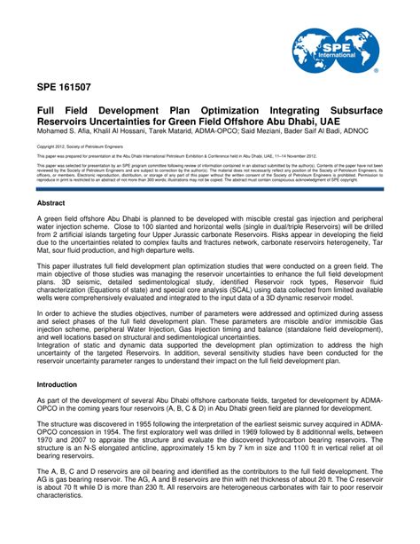 Pdf Full Field Development Plan Optimization Integrating Subsurface