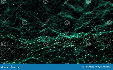Network Connection Dots And Lines Technology Background Plexus Big Data Background Green 3d
