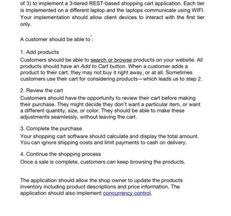 Solved To Implement A 3 Tiered Rest Based Shopping Cart