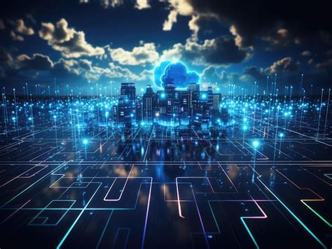 Premium Ai Image Abstract Representation Of The Cloud Computing Concept With Data Stored In