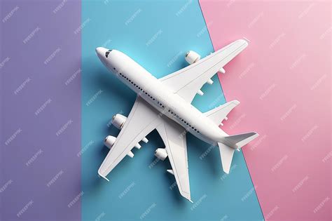 Premium Ai Image 3d Rendering Of White Symbol Of Airplane From Top View Icon Leaning On On