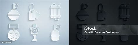 사격을 위한 인간 표적 스포츠를 설정하고 다이너마이트 폭탄 스틱 군사 보상 메달 수류탄 인식표 및 아이콘을 폭발시킵니다 벡터 3차원 형태에 대한 스톡 벡터 아트 및 기타