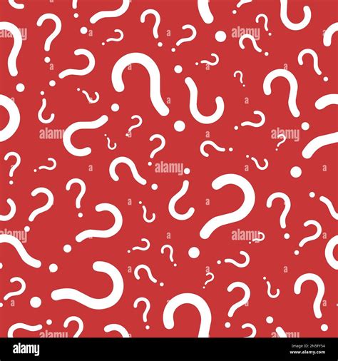 Question Marks Seamless Pattern Vector Question Texture For Online Survey Or Quiz White On Red