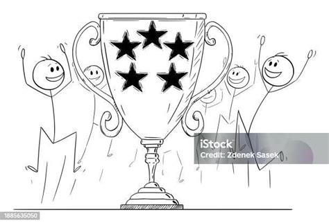 팀 축하 와 승리 트로피 컵 벡터 만화 막대기 그림 일러스트 0명에 대한 스톡 벡터 아트 및 기타 이미지 0명 1위 Championship Istock