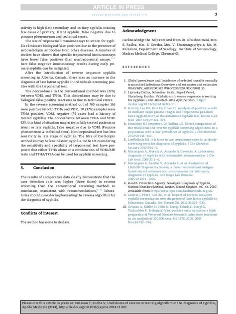 Usefulness Of Reverse Screening Algorithm In The Diagnosis Of Syphilis