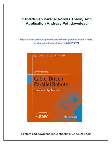 Cabledriven Parallel Robots Theory And Application Andreas Pott Pdf