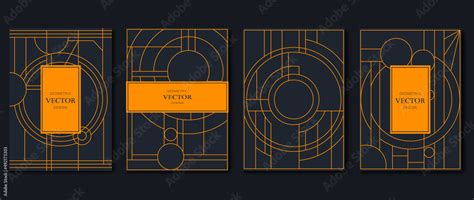 Luxury Geometric Pattern Cover Template Set Of Art Deco Poster Design