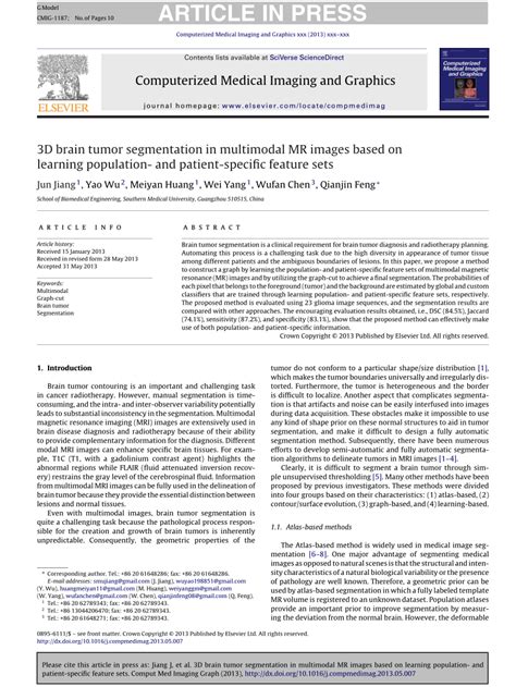 pdf 3d brain tumor segmentation in multimodal mr images based on