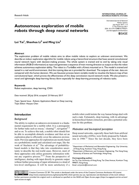 Pdf Autonomous Exploration Of Mobile Robots Through Deep Neural Networks