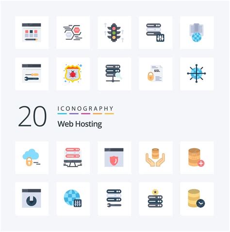 Free Vector 20 Web Hosting Flat Color Icon Pack Like Sal Database Security Server Safe