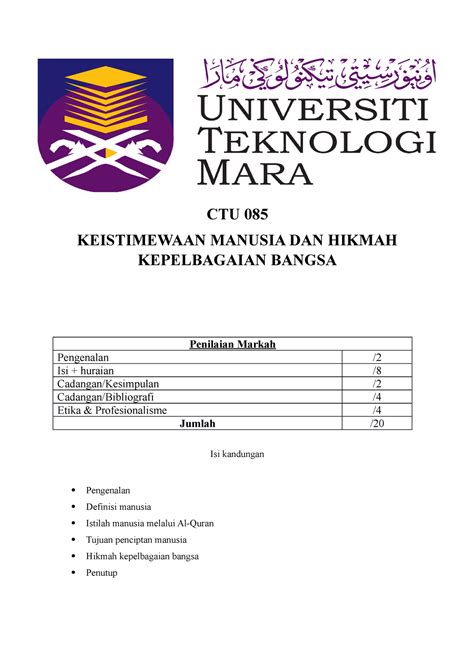 Ctu Assignment 1 Ctu Assingment Ctu 085 Keistimewaan Manusia Dan Hikmah Kepelbagaian Bangsa