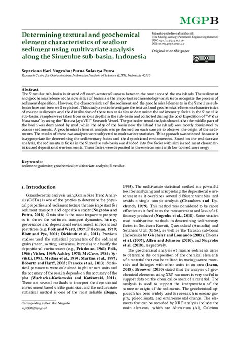 Pdf Determining Textural And Geochemical Element Characteristics Of Seafloor Sediment Using