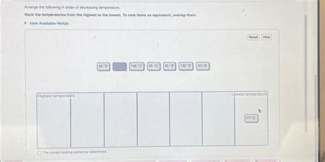 Solved Arrange The Following In Order Of Decreasing