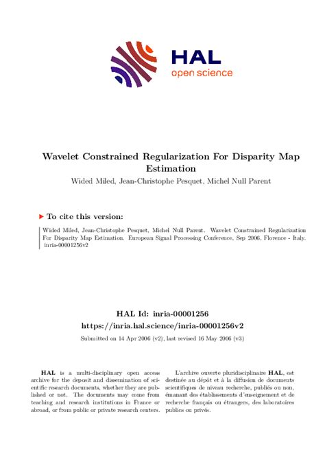 pdf wavelet constrained regularization for disparity map estimation