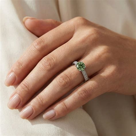 0 88ct Fancy Green Diamond Vintage Style Engagement Ring
