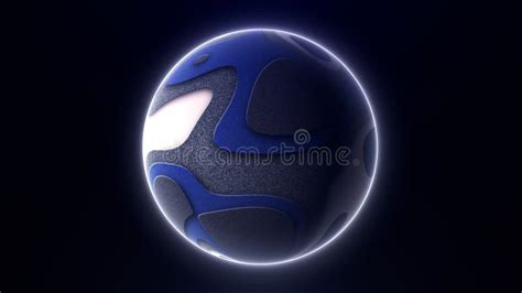 Blue Gray Creamy Glowing Sand Orb Digital Sci Fi Magical Shiny Sphere On Dark Fantasy Abstract
