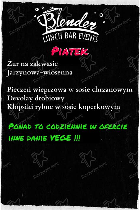 Menu At Blender Restaurant Warsaw Menu At Blender Restaurant Warsaw
