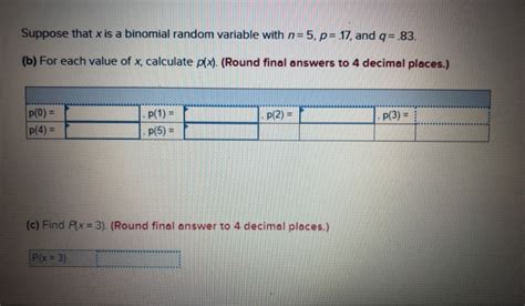 Solved Suppose That X Is A Binomial Random Variable With