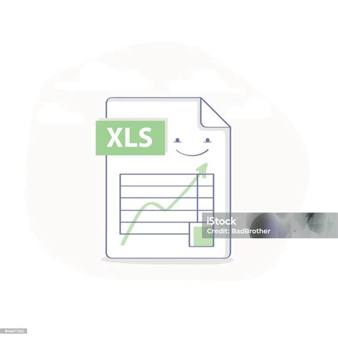 Ikon Ilustrasi File Excel Tabel Dengan Grafik Dokumen Xls Smiley Lucu Ilustrasi Vektor