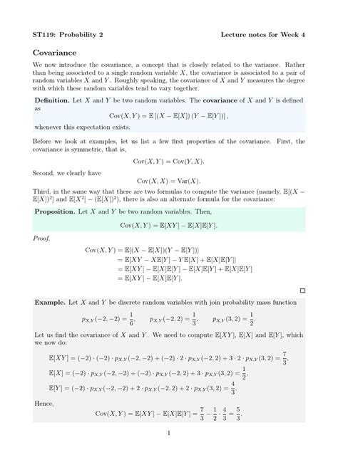 Lecturesweek4 Pdf Variance Covariance