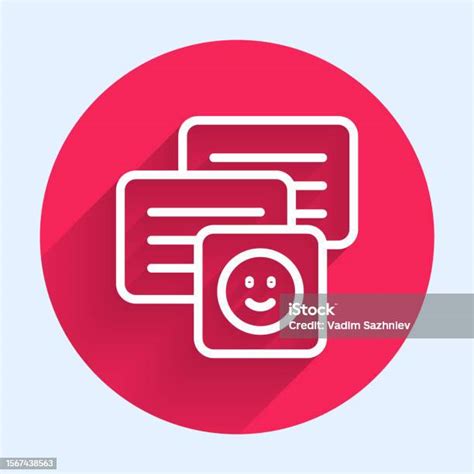 긴 그림자로 격리 된 랩톱 아이콘에 흰색 줄 새로운 채팅 메시지 알림 스마트 폰 채팅 Sms 메시지 음성 거품 빨간색 원