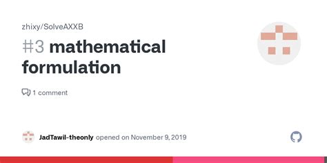 Mathematical Formulation · Issue 3 · Zhixysolveaxxb · Github
