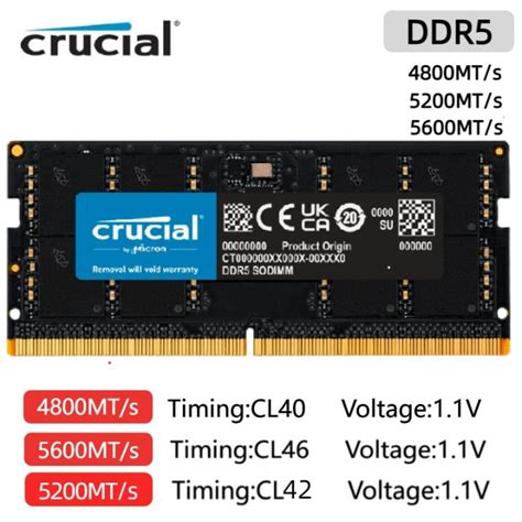 Crucial RAM DDR5 4800Mhz 5200Mhz 5600Mhz DDR4 3200Mhz 16GB 32GB CL40 Laptop Memory Original 16G