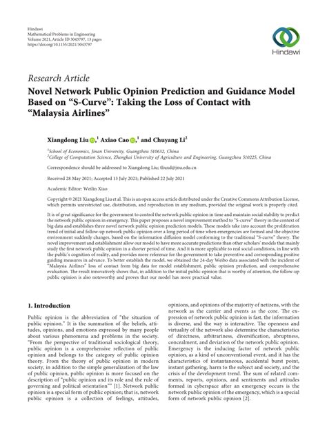 Pdf Novel Network Public Opinion Prediction And Guidance Model Based On S Curve” Taking The