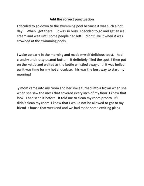 Basic Punctuation Paragraph Online Exercise For Live Worksheets