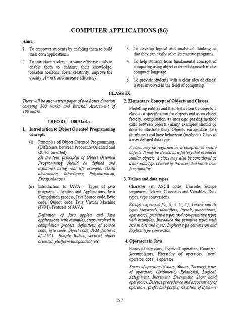 Icse Computer Applications Syllabus 2025 26 Pdf Method Computer Programming Class