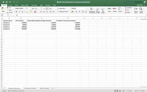 Split Excel Workbook Into Separate Worksheets Downloadable Template